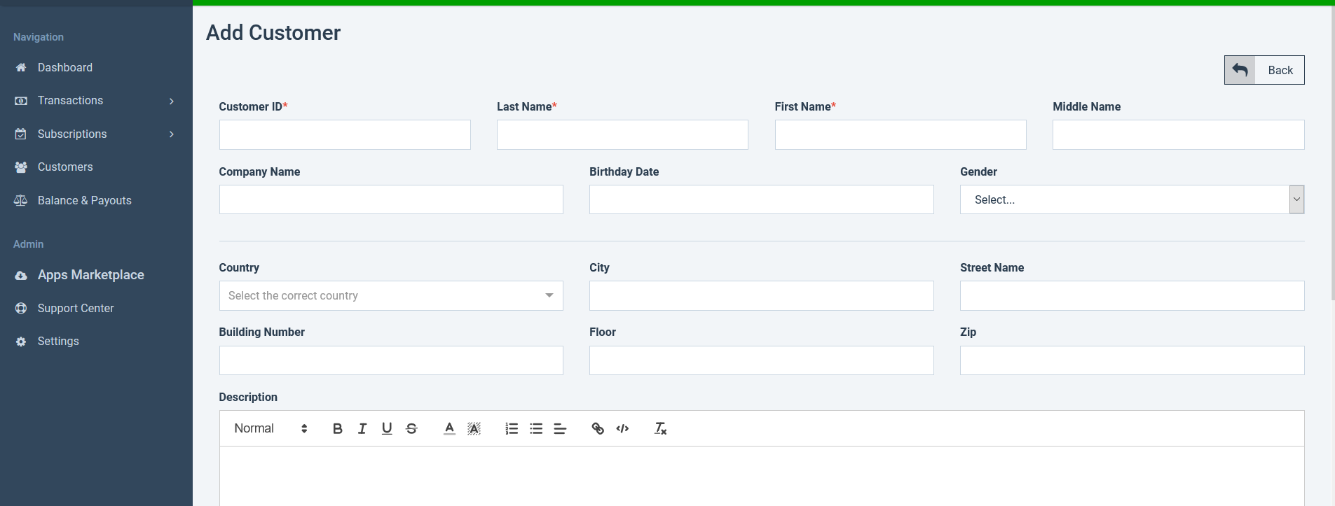 Customer Module Application – PayMe Knowledge Center